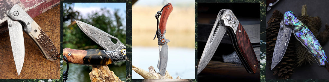 North Rustic | Engraved Damascus Knives – Pocket, Chef & Hunting